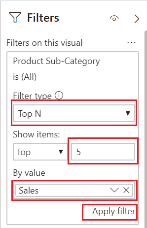 Power BI - Top N filters | Top N visual-level filters - Power BI Docs