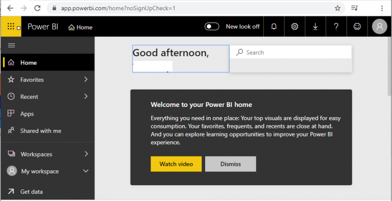 How to register to Power BI Service? Try with free account.