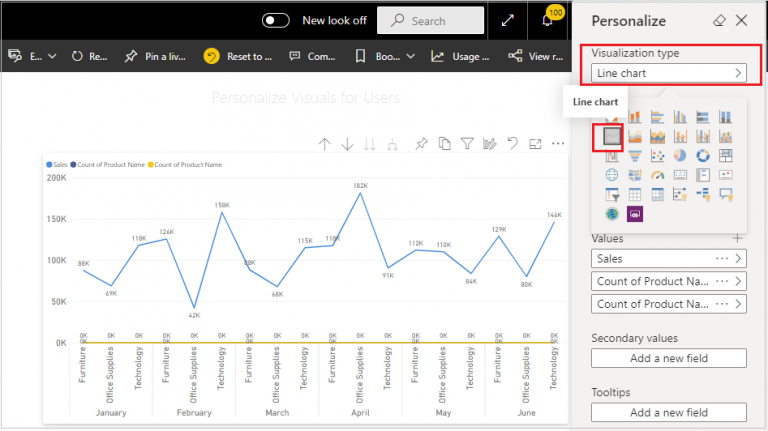 Personalize visuals in a Power BI report - Power BI Docs