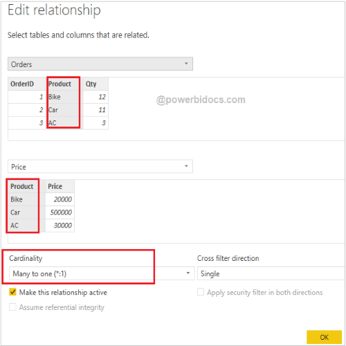 Cardinality of Relationship in Power BI - Power BI Docs