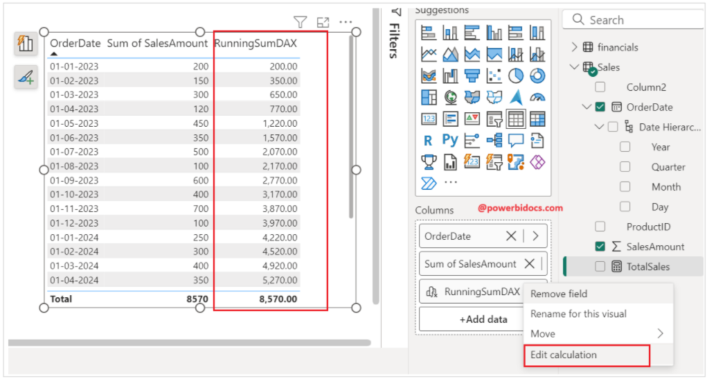 RUNNINGSUM DAX - Power BI Docs